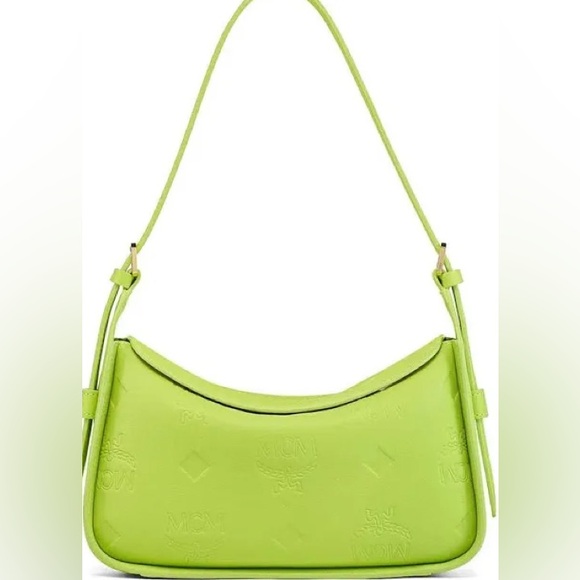 MCM | Bags | Mcm Small Aren Hobo Monogram Crossbody Bag Acid Neon Green ...